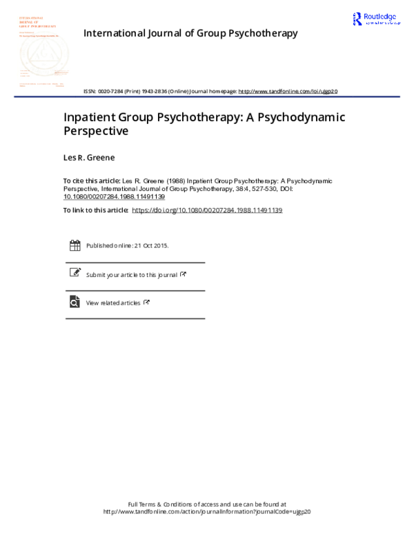 (PDF) Inpatient Group Psychotherapy: A Psychodynamic Perspective