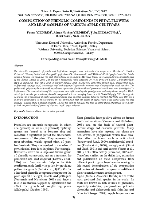 (PDF) Composition of phenolic compounds in petal flowers and leaf ...