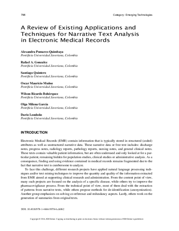 (PDF) A Review of Existing Applications and Techniques for Narrative ...