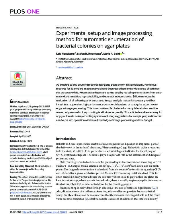 (PDF) Experimental setup and image processing method for automatic enumeration of bacterial ...