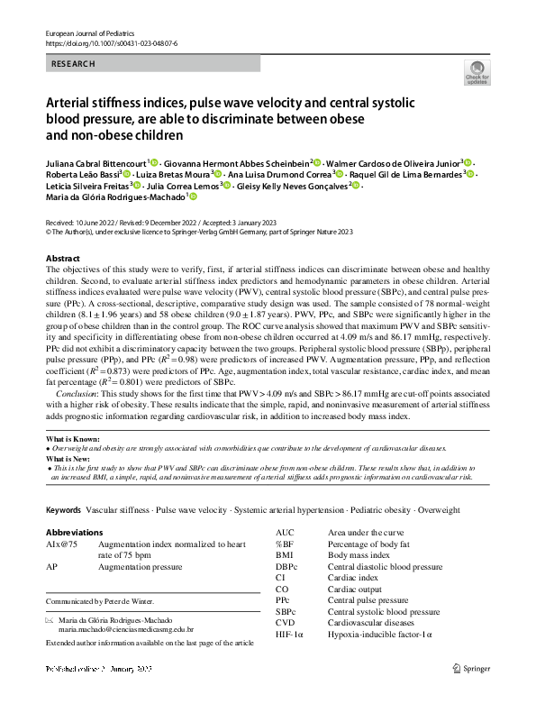 (PDF) Arterial stiffness indices, pulse wave velocity and central systolic blood pressure, are ...