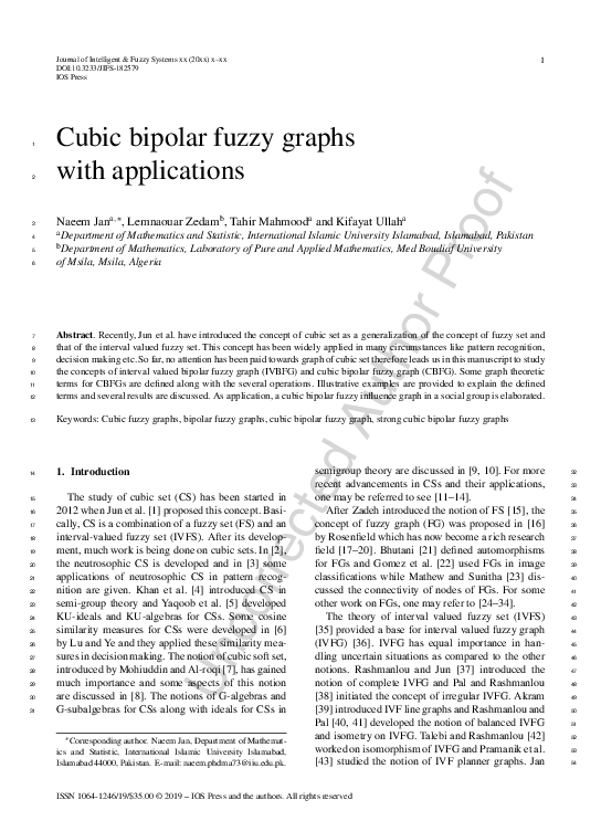 (PDF) Cubic bipolar fuzzy graphs with applications