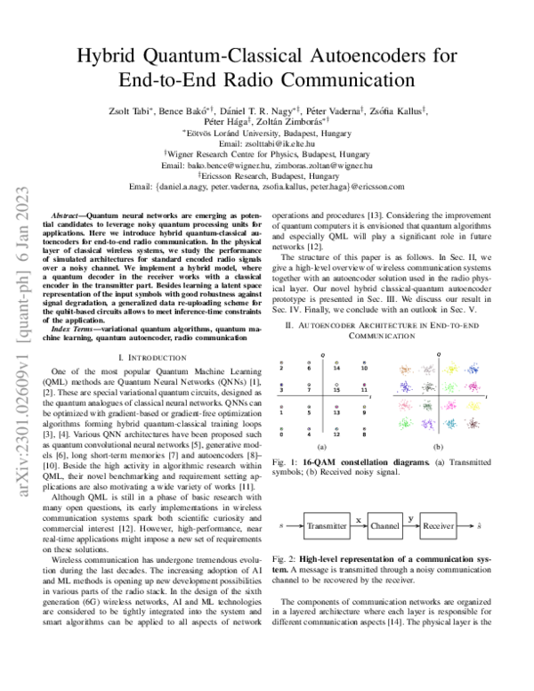 (PDF) Hybrid Quantum-Classical Autoencoders for End-to-End Radio Communication