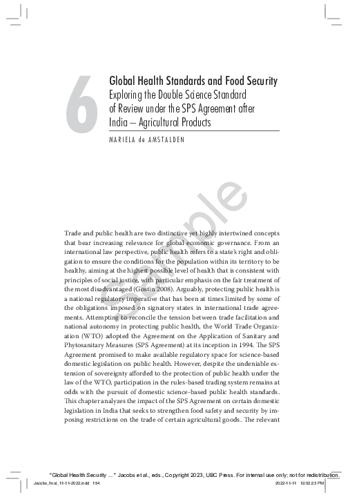 (PDF) Global Health Standards and Food Security: Exploring the Double ...