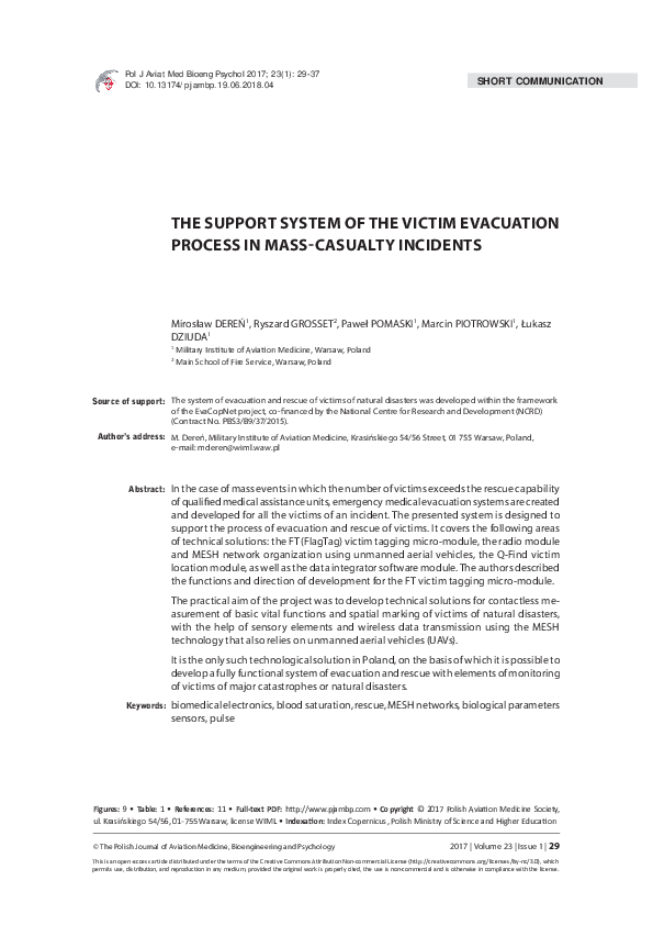 (PDF) The Support System of the Victim Evacuation Process in Mass ...