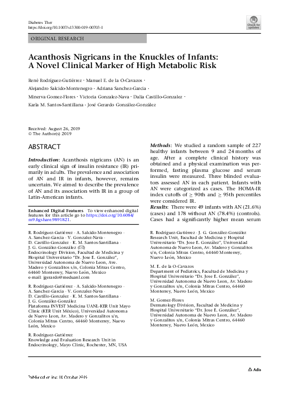 (PDF) Acanthosis Nigricans in the Knuckles of Infants: A Novel Clinical ...