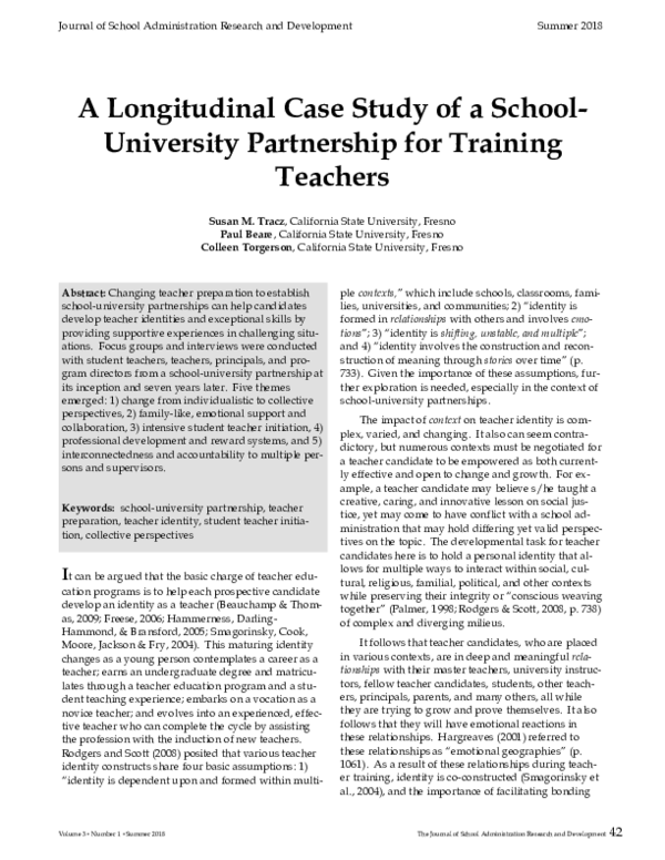 (PDF) A Longitudinal Case Study of a School- University Partnership for Training Teachers ...