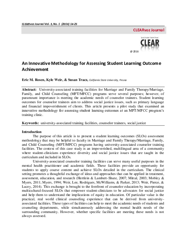 (PDF) An Innovative Methodology for Assessing Student Learning Outcome ...