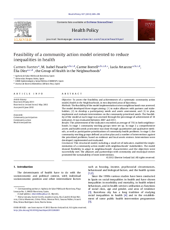 (PDF) Feasibility of a community action model oriented to reduce ...
