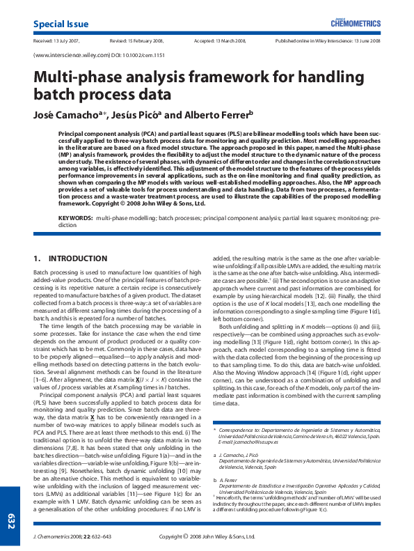 (PDF) Multi-phase analysis framework for handling batch process data