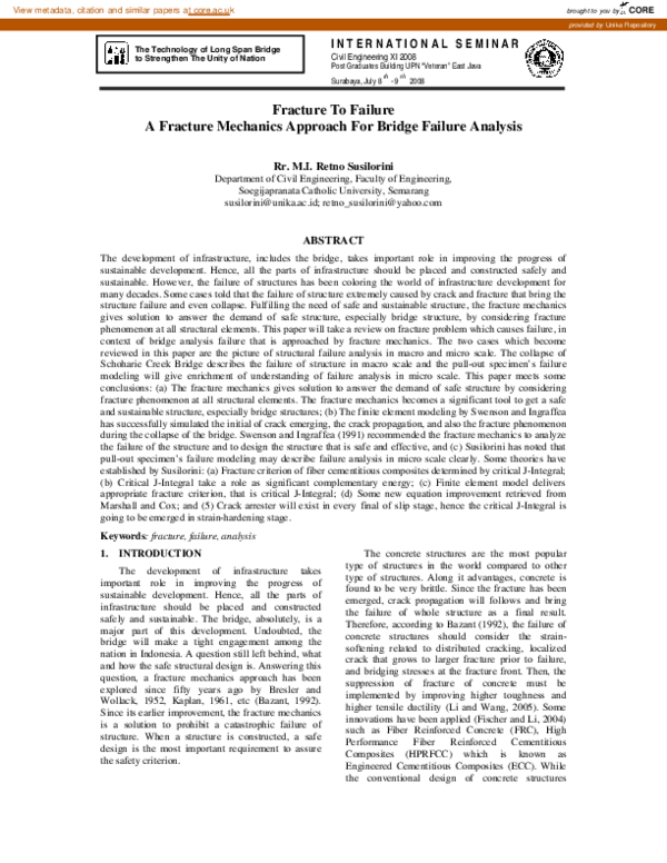 (PDF) Fracture to Failure, a Fracture Mechanics Approach for Bridge Failure Analysis