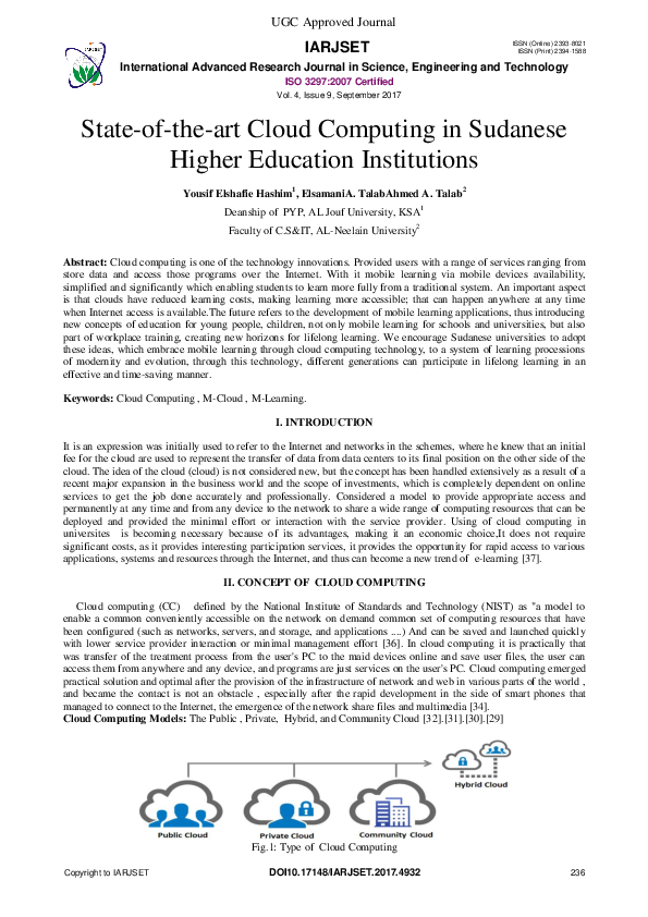(PDF) State-of-the-art Cloud Computing in Sudanese Higher Education ...