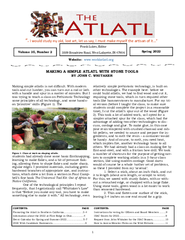 (PDF) Making a Simple Atlatl with Stone Tools