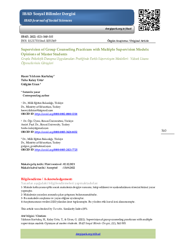 Supervision of Group Counseling Practicum with Multiple Supervision ...