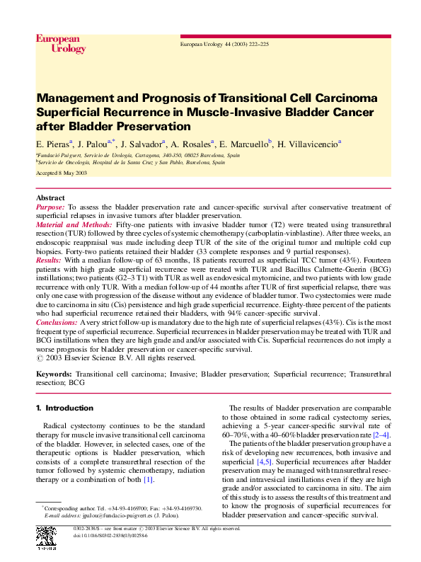 (PDF) Management and Prognosis of Transitional Cell Carcinoma Superficial Recurrence in Muscle ...