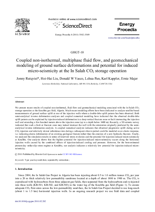 (PDF) Coupled non-isothermal, multiphase fluid flow, and geomechanical modeling of ground ...
