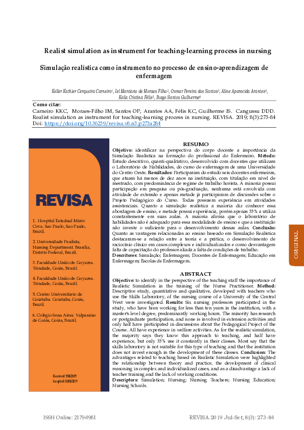 (PDF) Realist simulation as instrument for teaching-learning process in nursing