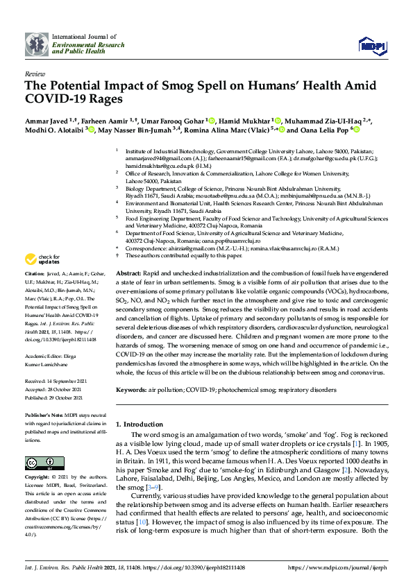 (PDF) The Potential Impact of Smog Spell on Humans’ Health Amid COVID ...