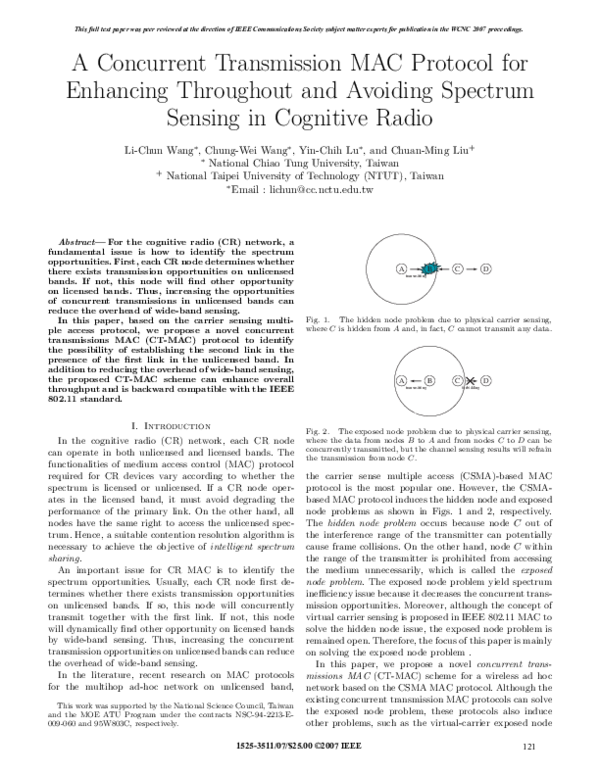(PDF) A Concurrent Transmission MAC Protocol for Enhancing Throughout and Avoiding Spectrum ...