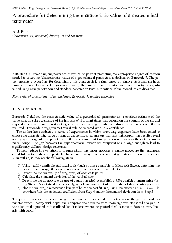 (PDF) A procedure for determining the characteristic value of a geotechnical parameter