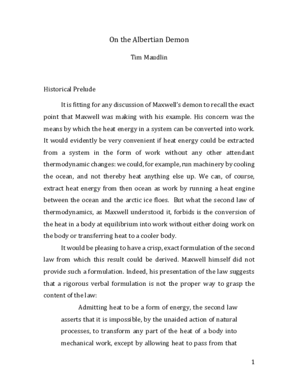 (PDF) Chapter Eight. On the Albertian Demon