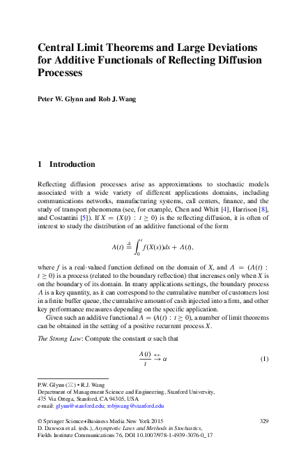 (PDF) Central Limit Theorems and Large Deviations for Additive Functionals of Reflecting ...