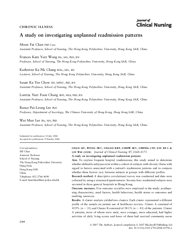(PDF) A study on investigating unplanned readmission patterns