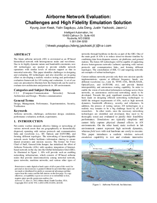 (PDF) Airborne network evaluation
