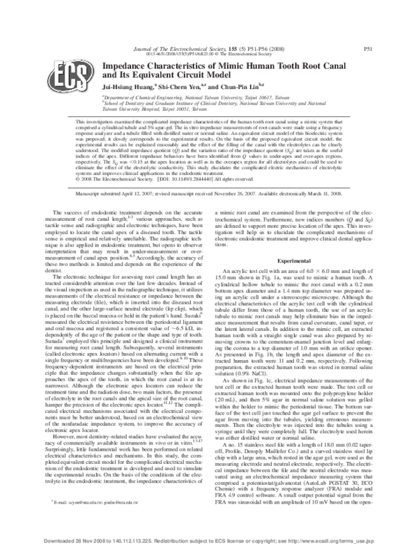 (PDF) Impedance Characteristics of Mimic Human Tooth Root Canal and Its ...