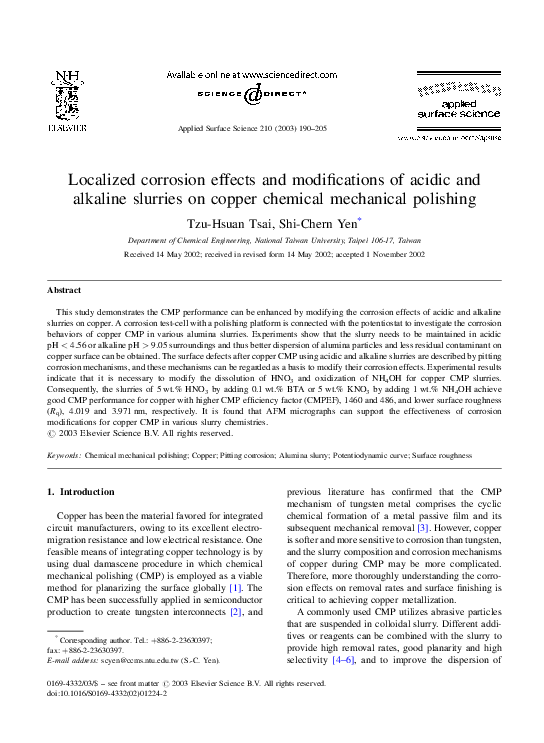 (PDF) Localized corrosion effects and modifications of acidic and ...
