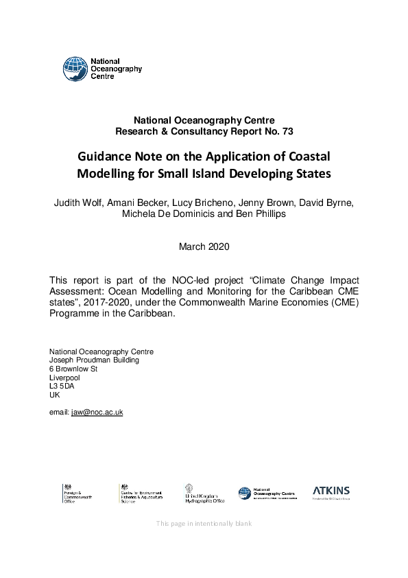 (PDF) Guidance note on the application of coastal modelling for small ...