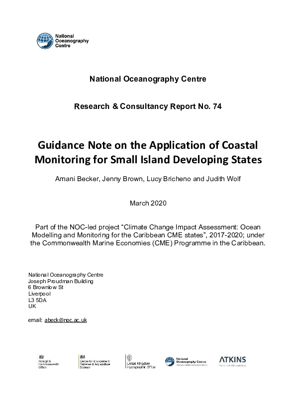 (PDF) Guidance note on the application of coastal monitoring for small ...