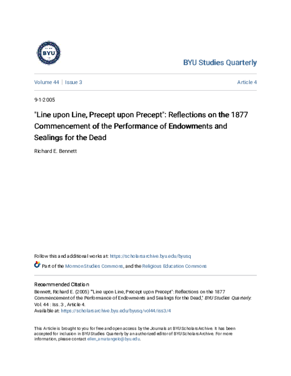 (PDF) Line upon Line, Precept upon Precept": Reflections on the 1877 ...