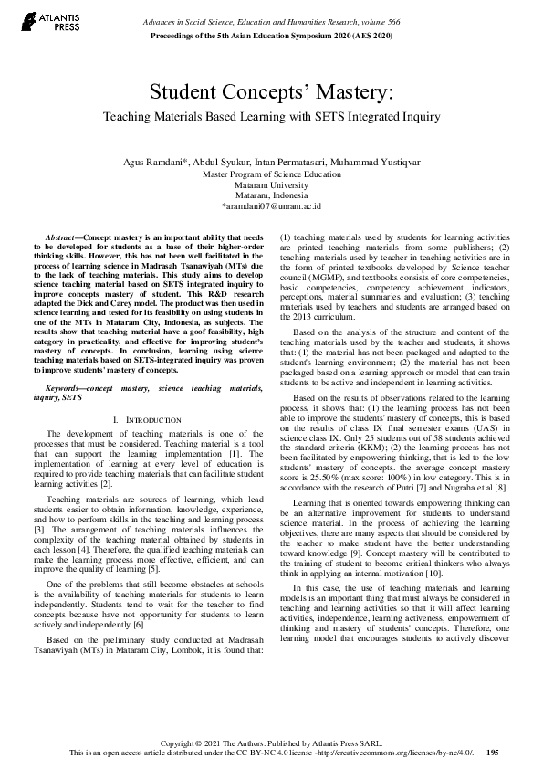 (PDF) Student Concepts’ Mastery