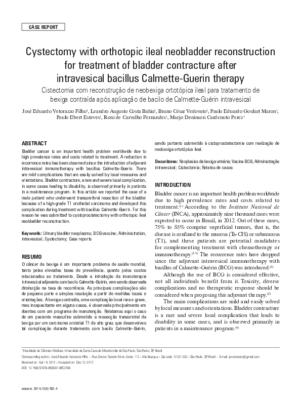 (PDF) Cistectomia com reconstrução de neobexiga ortotópica ileal para ...