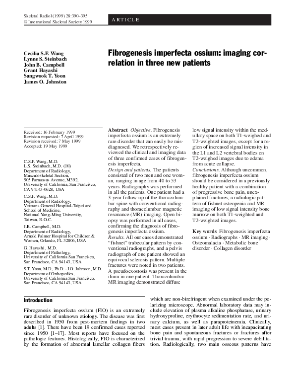 (PDF) Fibrogenesis imperfecta ossium: imaging correlation in three new ...
