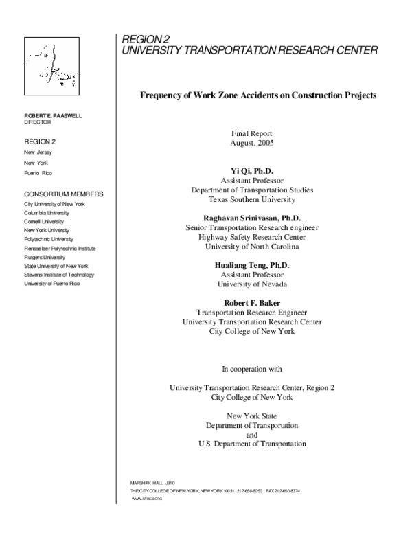(PDF) Frequency of Work Zone Accidents on Construction Projects