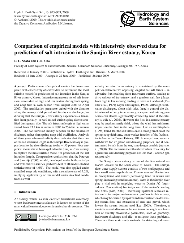 (PDF) Comparison of empirical models with intensively observed data for ...