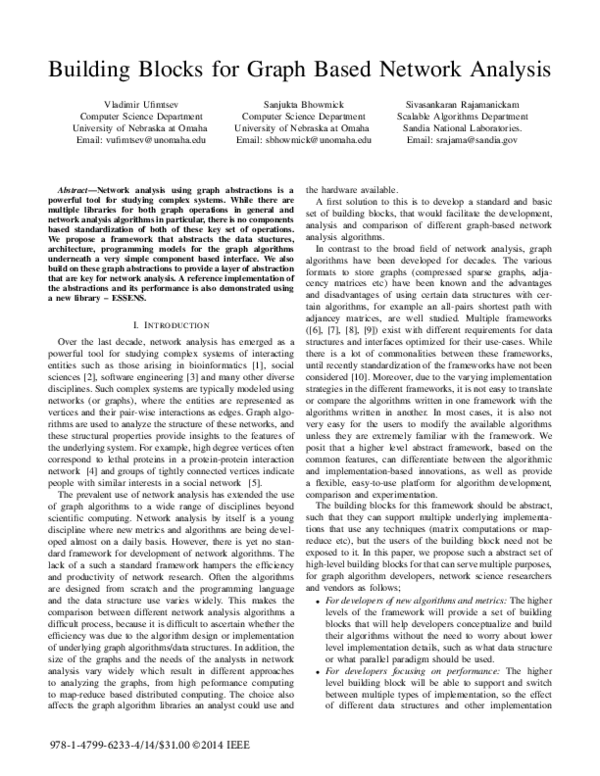 (PDF) Building blocks for graph based network analysis