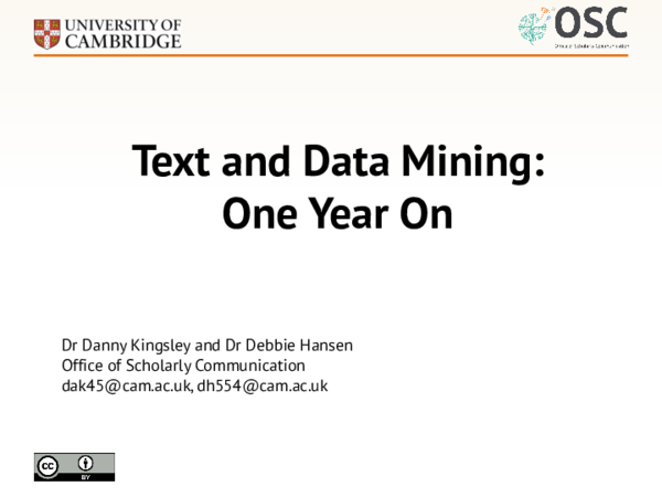 (PDF) Text and Data Mining: One Year On | Danny Kingsley - Academia.edu