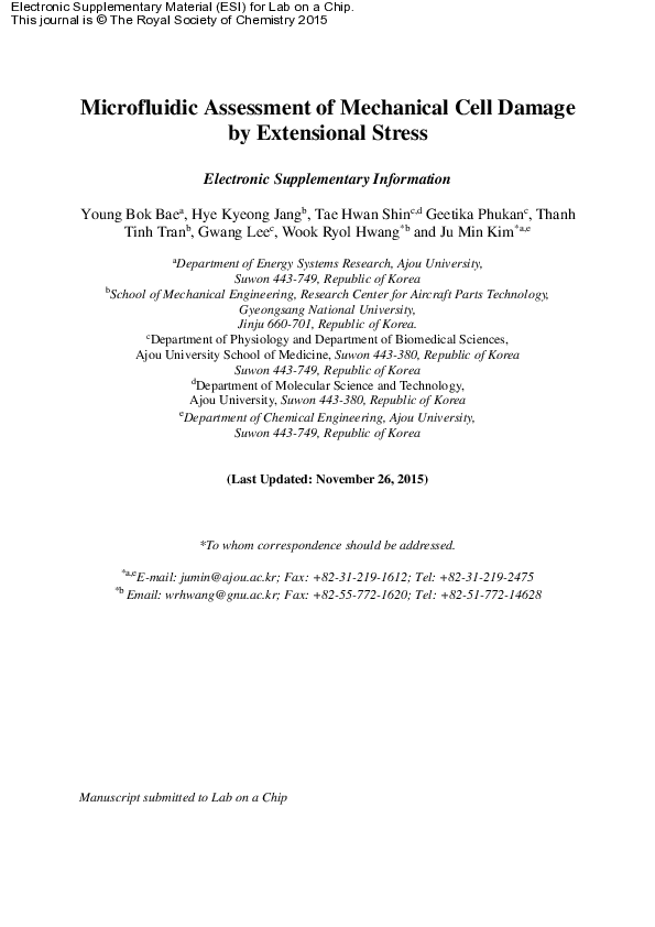 (PDF) Microfluidic assessment of mechanical cell damage by extensional ...