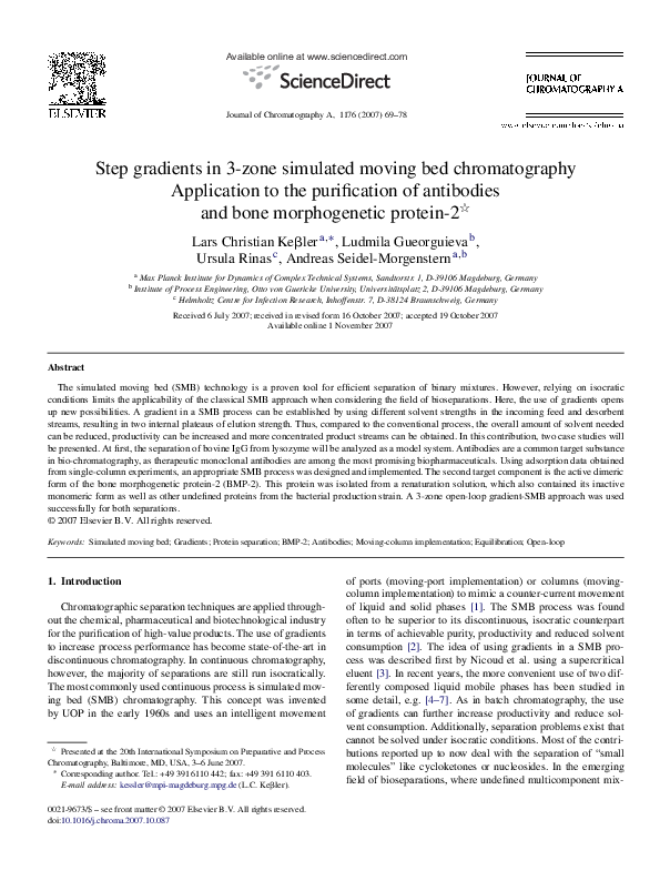 (PDF) Step gradients in 3-zone simulated moving bed chromatography