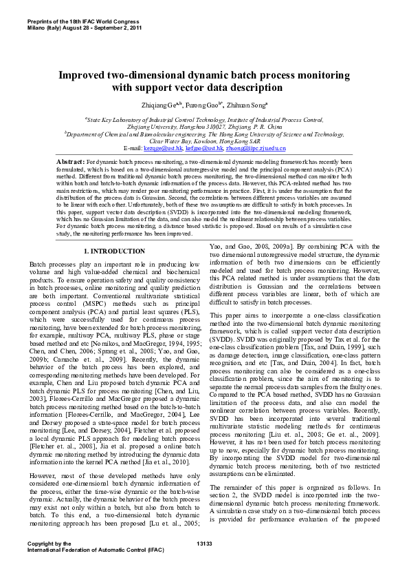 (PDF) Improved Two-Dimensional Dynamic Batch Process Monitoring with ... (PDF) Improved Two-Dimensional Dynamic Batch Process Monitoring with ...