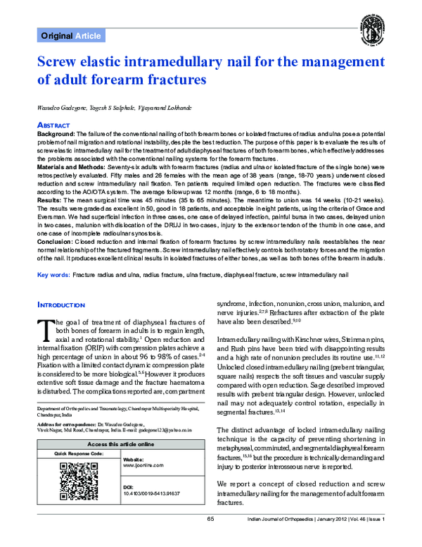 (PDF) Screw elastic intramedullary nail for the management of adult ...