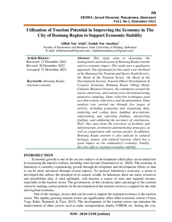 (PDF) Utilization of Tourism Potential in Improving the Economy in The ...