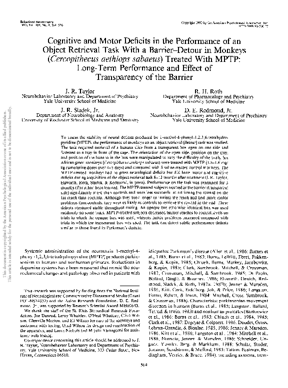 (PDF) Cognitive and motor deficits in the performance of an object ...