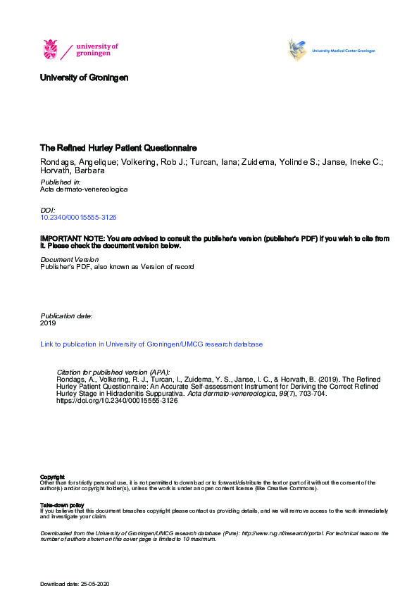 (PDF) The Refined Hurley Patient Questionnaire: An Accurate Self ...