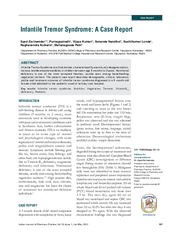 (PDF) Infantile Tremor Syndrome: A Case Report