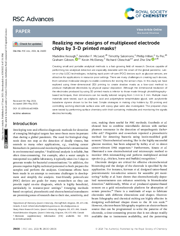 (PDF) Realizing new designs of multiplexed electrode chips by 3-D ...