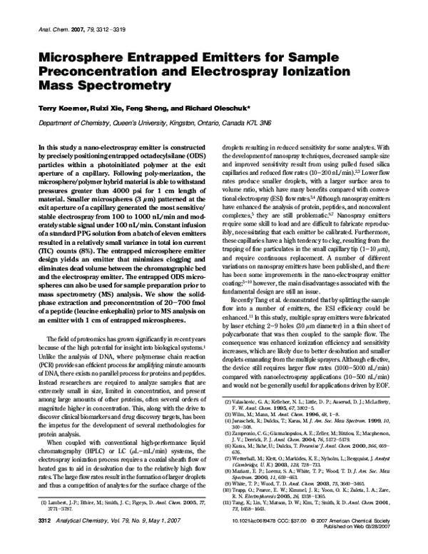 (PDF) Microsphere Entrapped Emitters for Sample Preconcentration and ...